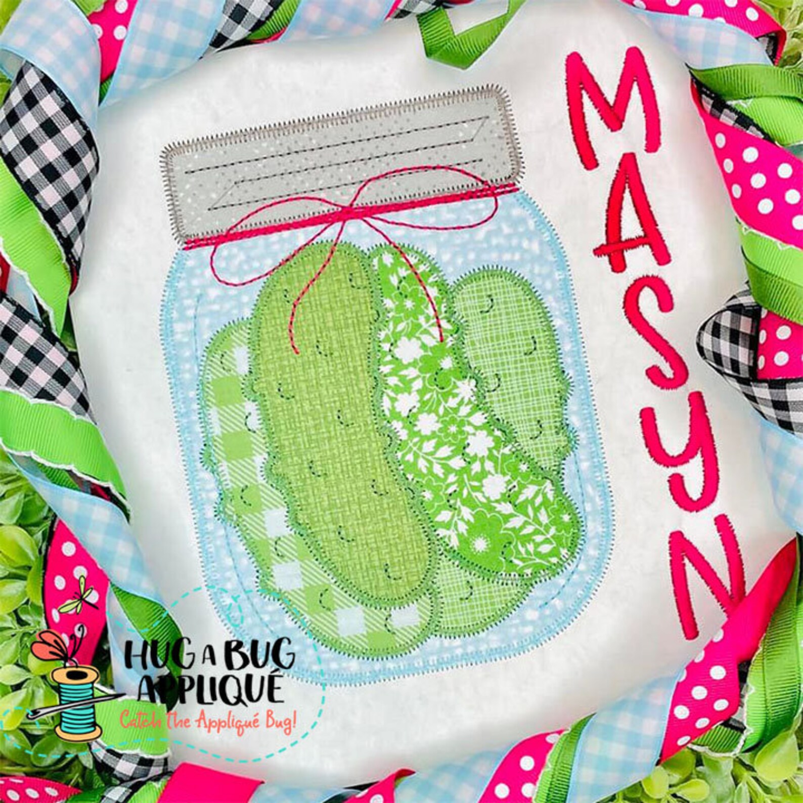Jar Pickles Zig Zag Stitch Applique Design 5x7 6x10 8x8 8x12 9x9 - Etsy