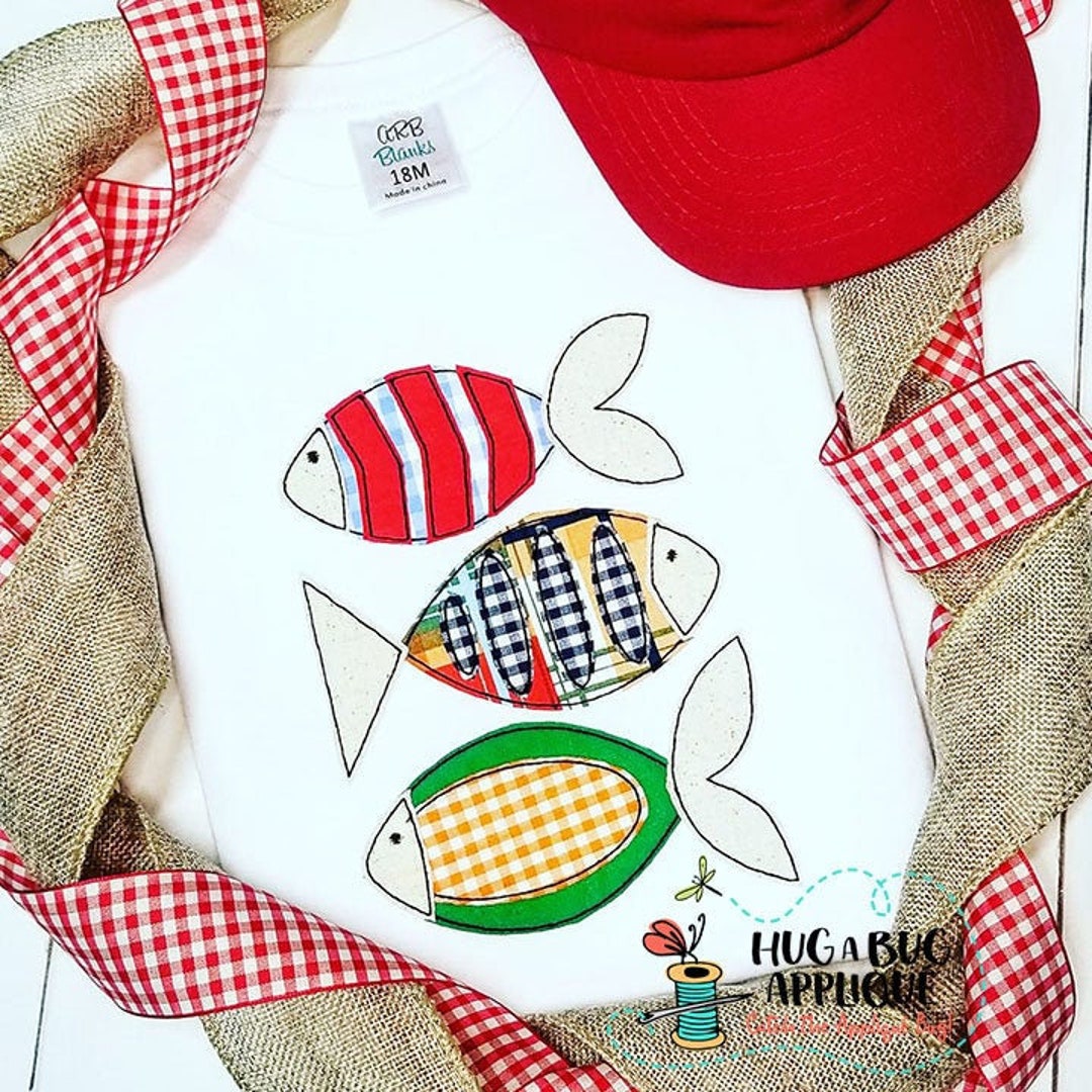 Fish Trio Bean Stitch Applique Design 5x7 6x10 8x8 9x9 8x12 - Etsy