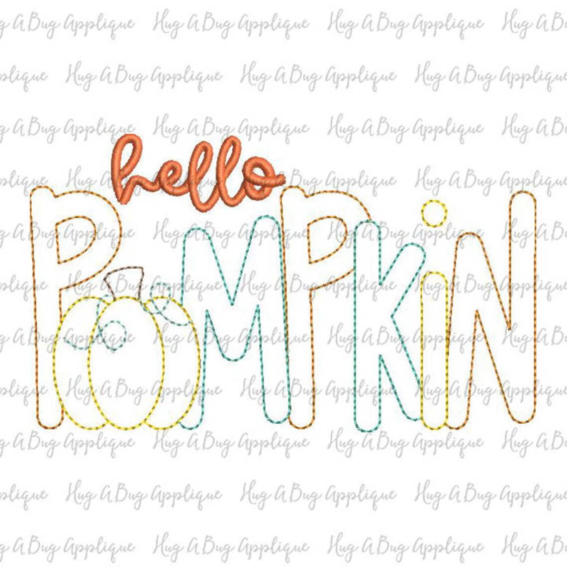 Hello Pumpkin Bean Stitch Applique Design 5x7 6x10 8x8 8x12 - Etsy
