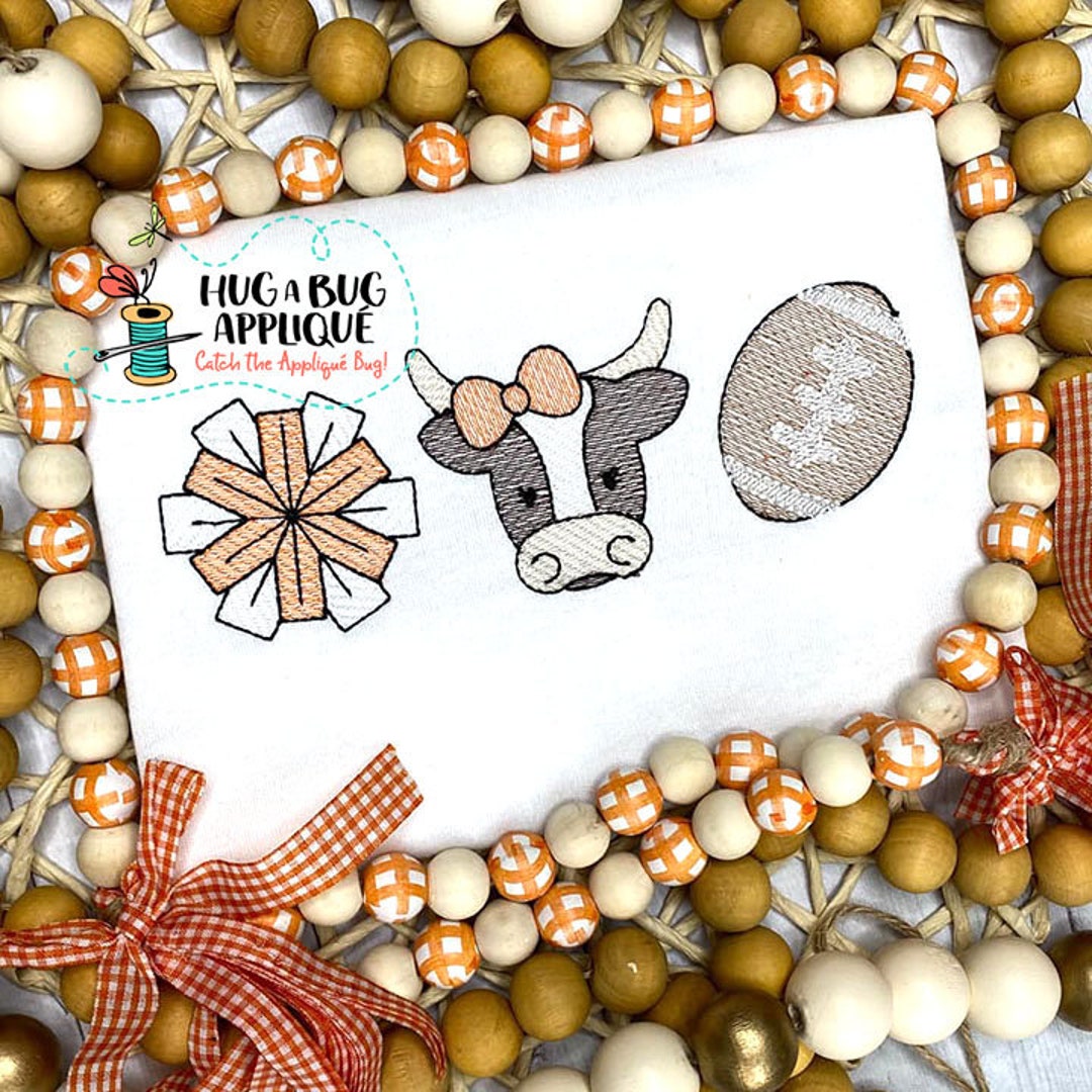 Cheer Longhorn Football Sketch Stitch Embroidery Design 5x7 6x10 8x8 ...