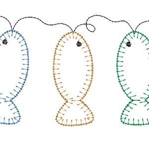 Fish Stringer Blanket Stitch Applique Embroidery Design 5x7 6x10 8x8 ...