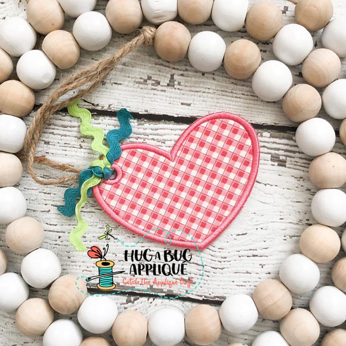 Heart Bag Tag in the Hoop Applique Design 4" 4.5" 5" 5.5" 6" - Etsy