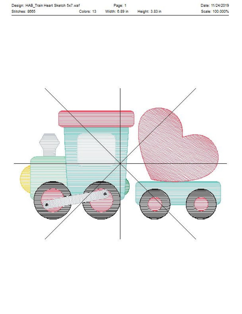 Valentine Train Heart Sketch Stitch Embroidery Design 5x7 6x10 8x8 8x12 ...