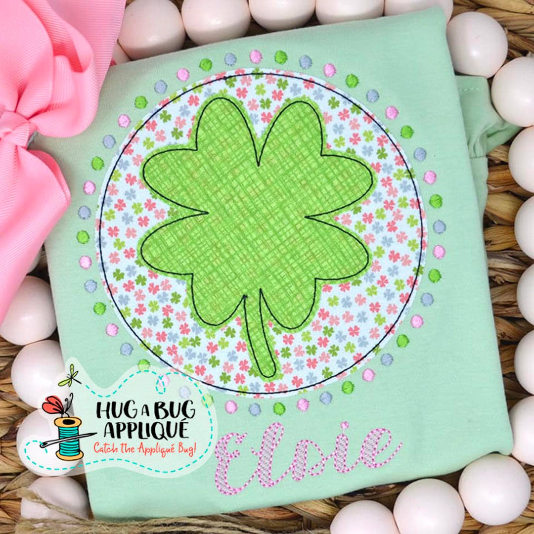 Circle Clover Dots Bean Stitch Applique Design 4x4 5x7 6x6 7x7 8x8 9x9 ...