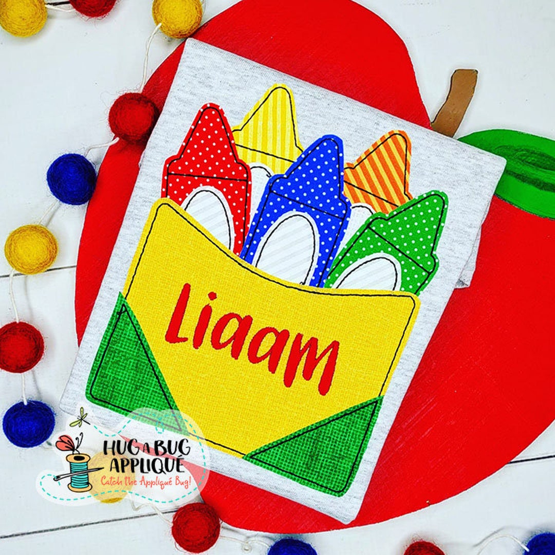 Box Crayons Bean Stitch Applique Design 5x7 6x10 8x8 9x9 8x12 - Etsy