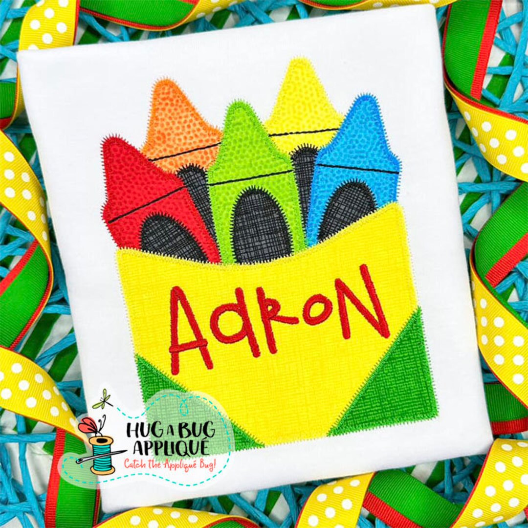 Box Crayons Zig Zag Stitch Applique Design 5x7 6x10 8x8 9x9 8x12 - Etsy