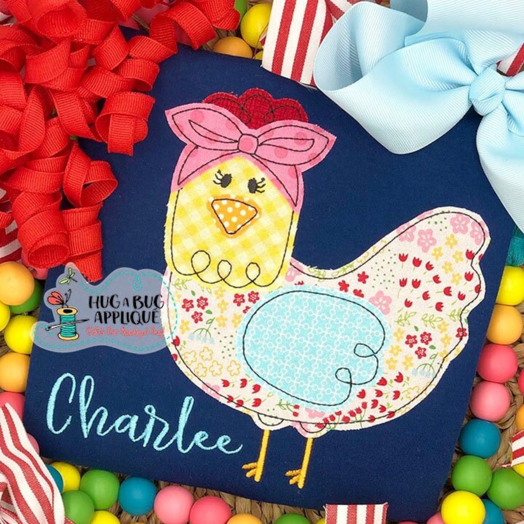 Chicken Bandana Bean Stitch Applique Design 5x7 6x10 8x8 8x12 9x9 - Etsy