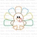 Cute Turkey Thanksgiving Zig Zag Stitch Applique Design 5x7 6x10 8x8 ...