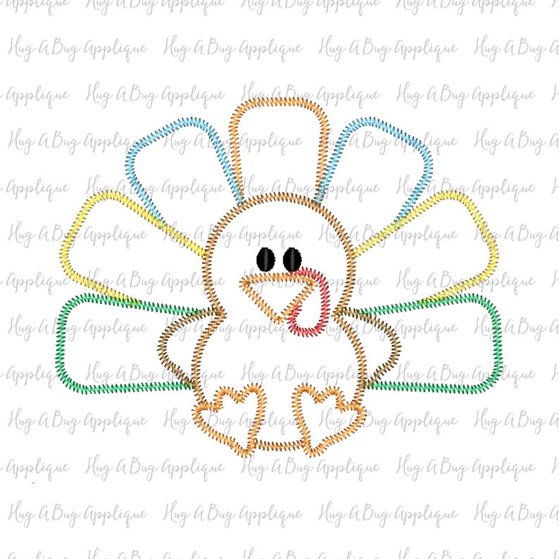 Cute Turkey Thanksgiving Zig Zag Stitch Applique Design 5x7 | Etsy