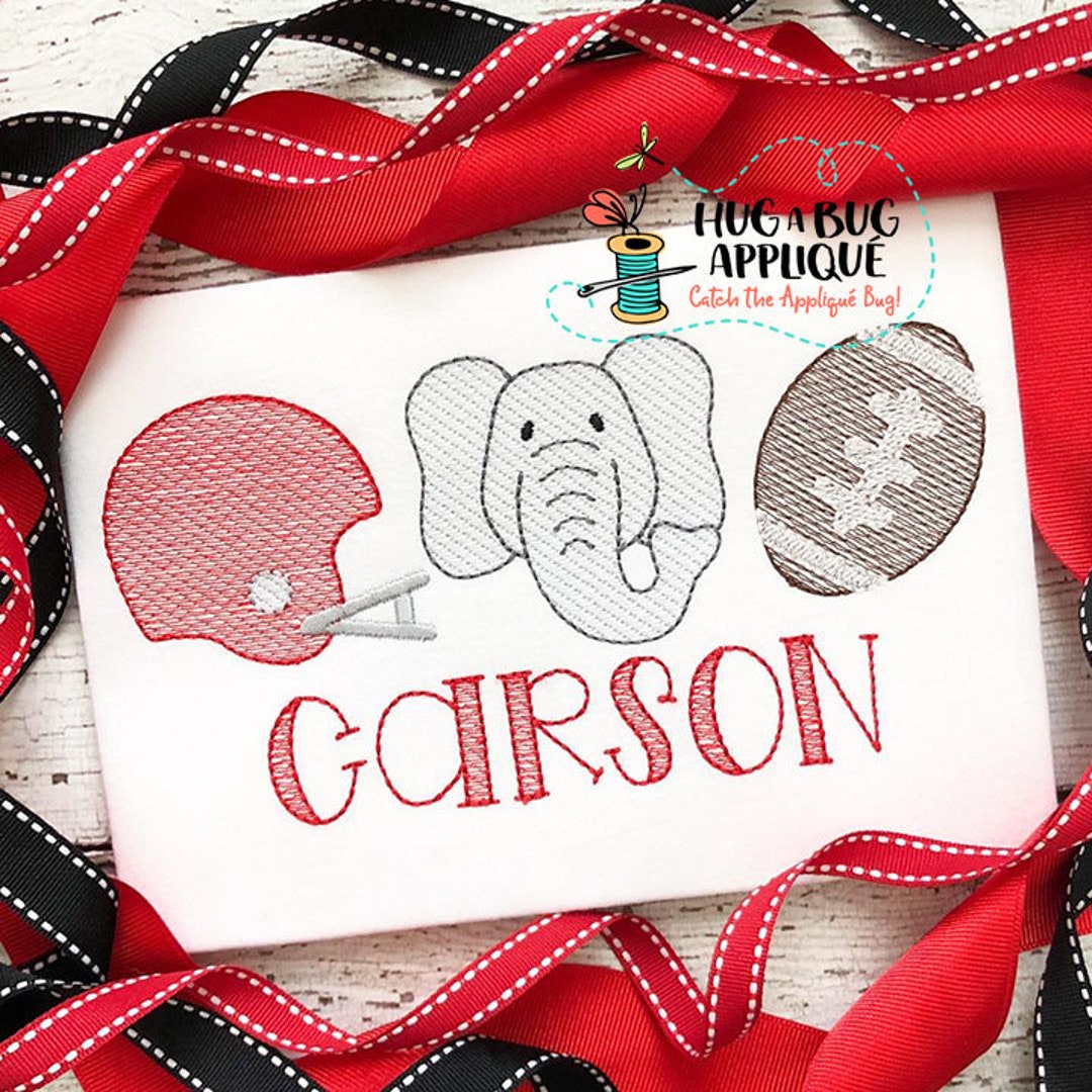 Helmet Elephant Football Sketch Stitch Embroidery Design 5x7 6x10 8x8 ...