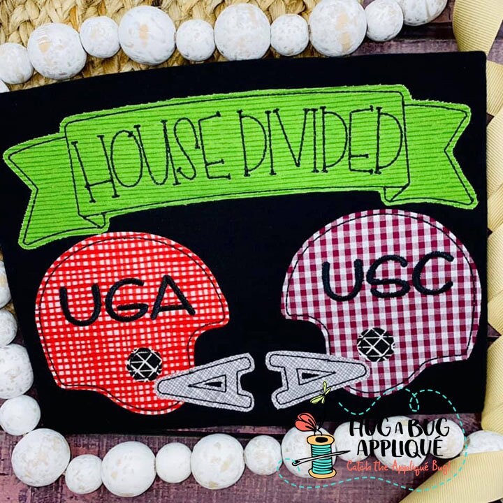 House Divided Helmets Bean Stitch Applique Design 5x7 6x10 8x8 | Etsy