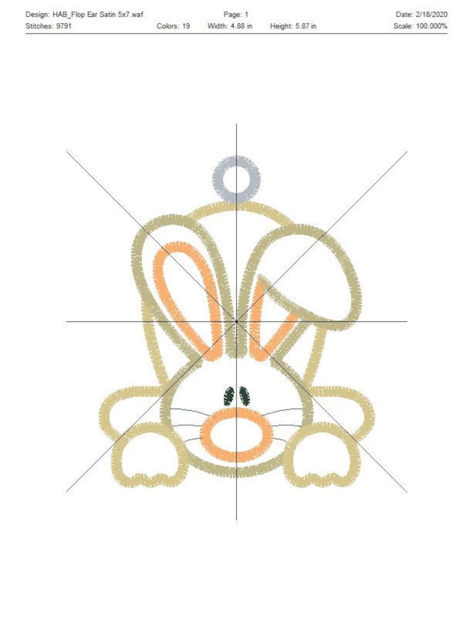 Floppy Ear Bunny Satin Stitch Applique Design 5x7 6x10 8x8 9x9 | Etsy