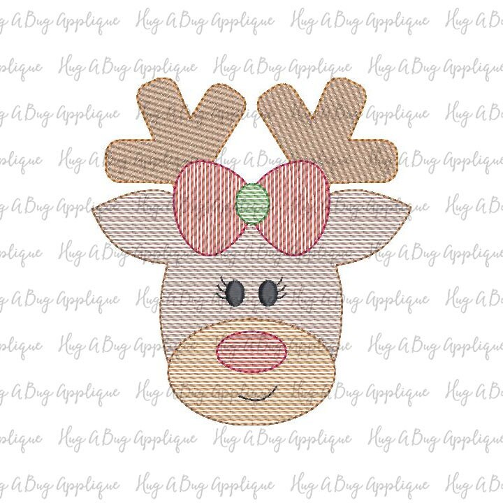Reindeer Girl Sketch Stitch Embroidery Design 5x7 6x10 8x8 8x12 9x9 - Etsy