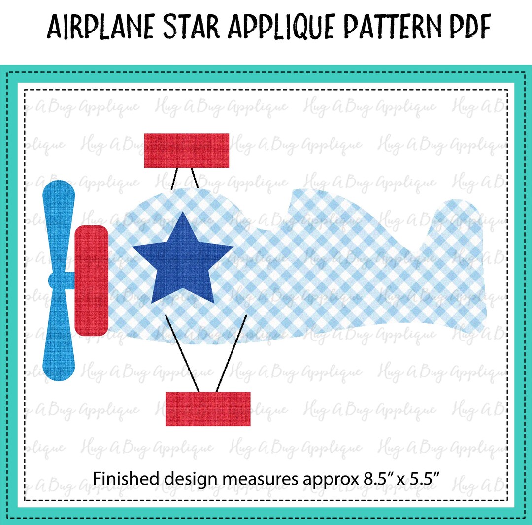Airplane Star Applique Pattern PDF - Etsy