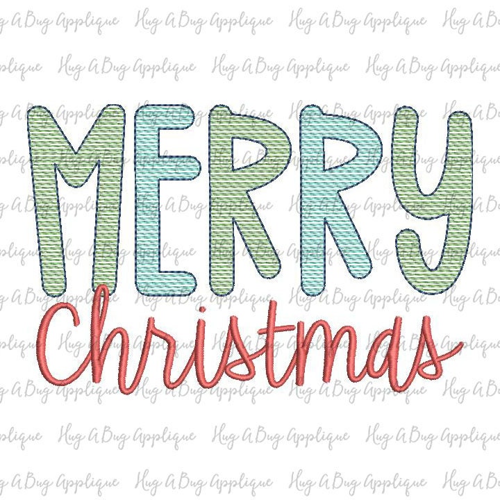 Merry Christmas Sketch Stitch Embroidery Design 5x7 6x10 8x8 | Etsy