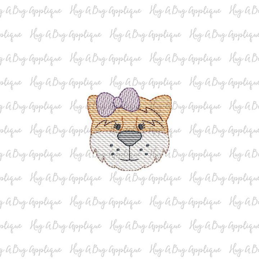 Tiger Bow Sketch Stitch Embroidery Design 2" 2.5" 3" 3.5" 4" 4.5" - Etsy