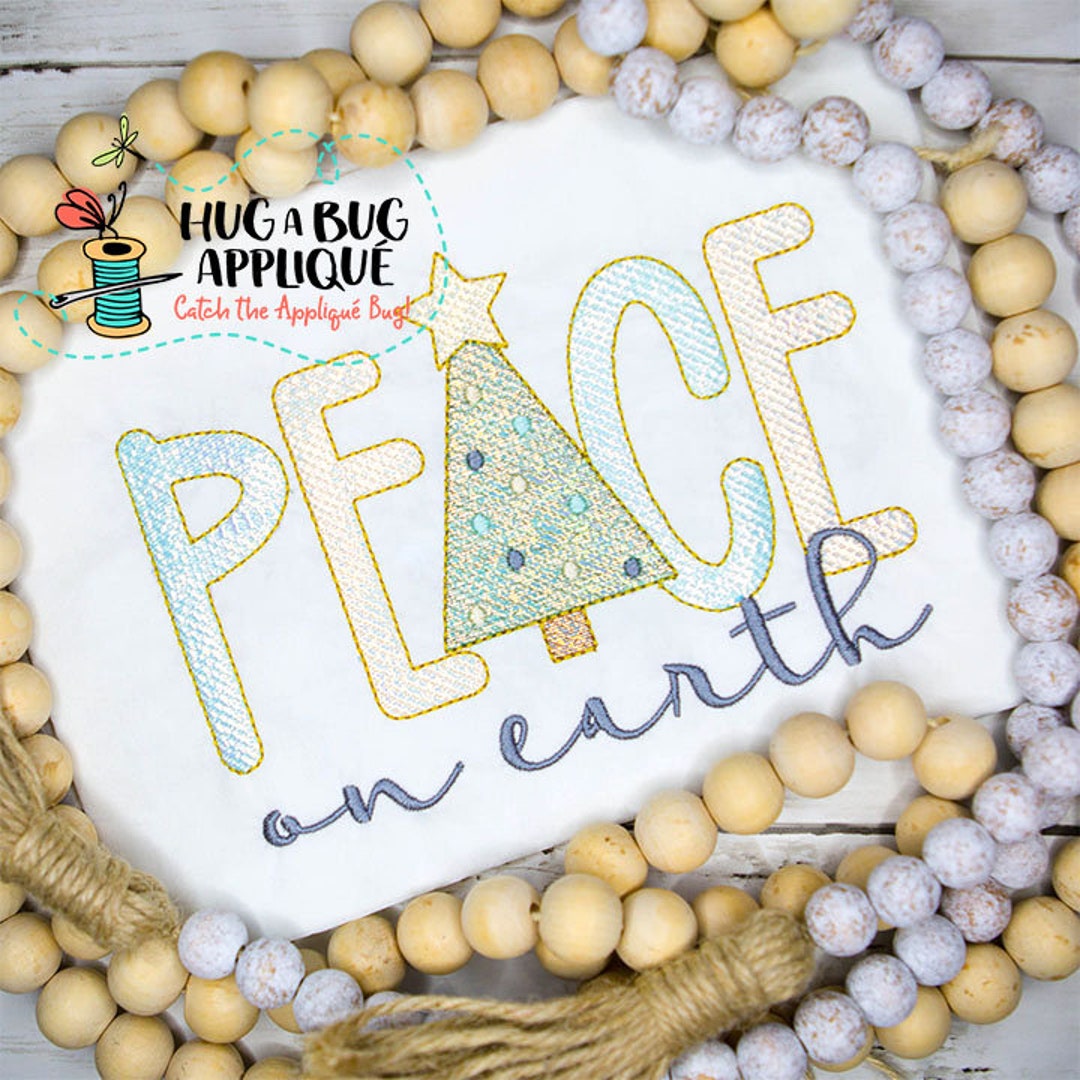 Peace on Earth Sketch Stitch Applique Design 5x7 6x10 8x8 8x12 9x9 - Etsy