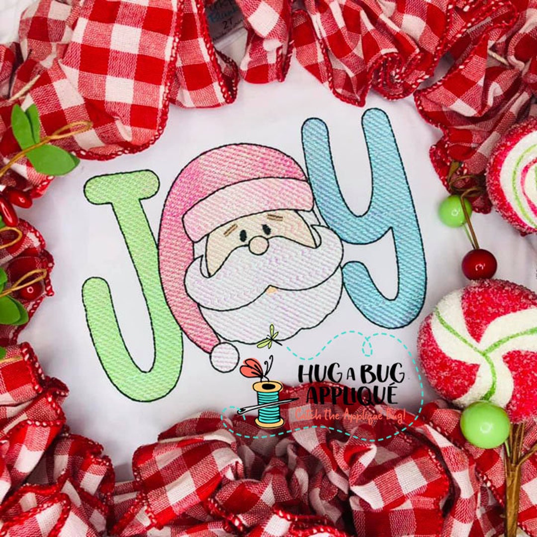 Joy Santa Sketch Stitch Embroidery Design 5x7 6x10 8x8 8x12 9x9 - Etsy