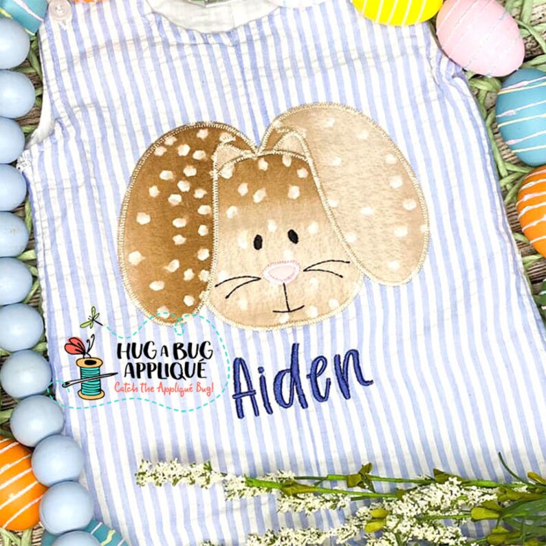 Floppy Ear Bunny Zig Zag Stitch Applique Design 5x7 6x10 8x8 | Etsy