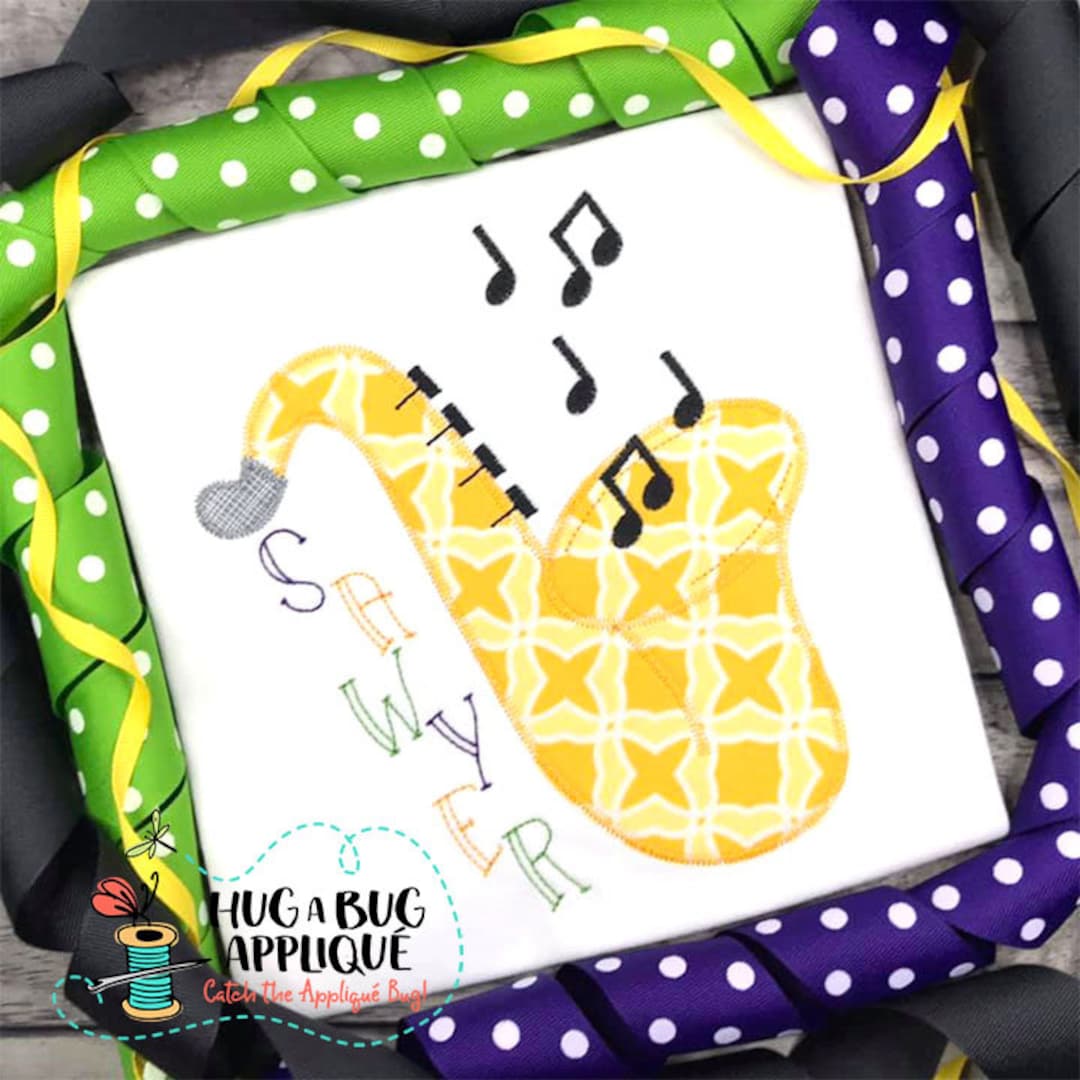 Saxophone Zig Zag Stitch Applique Design 5x7 6x10 8x8 9x9 8x12 - Etsy