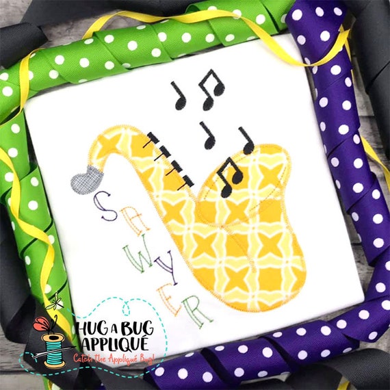 Saxophone Zig Zag Stitch Applique Design 5x7 6x10 8x8 9x9 8x12 | Etsy