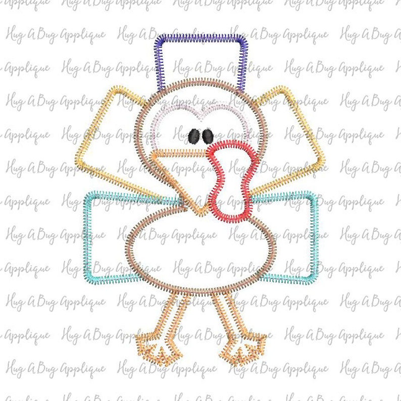 Turkey Tall Zig Zag Stitch Applique Design 5x7 6x10 8x8 8x12 | Etsy