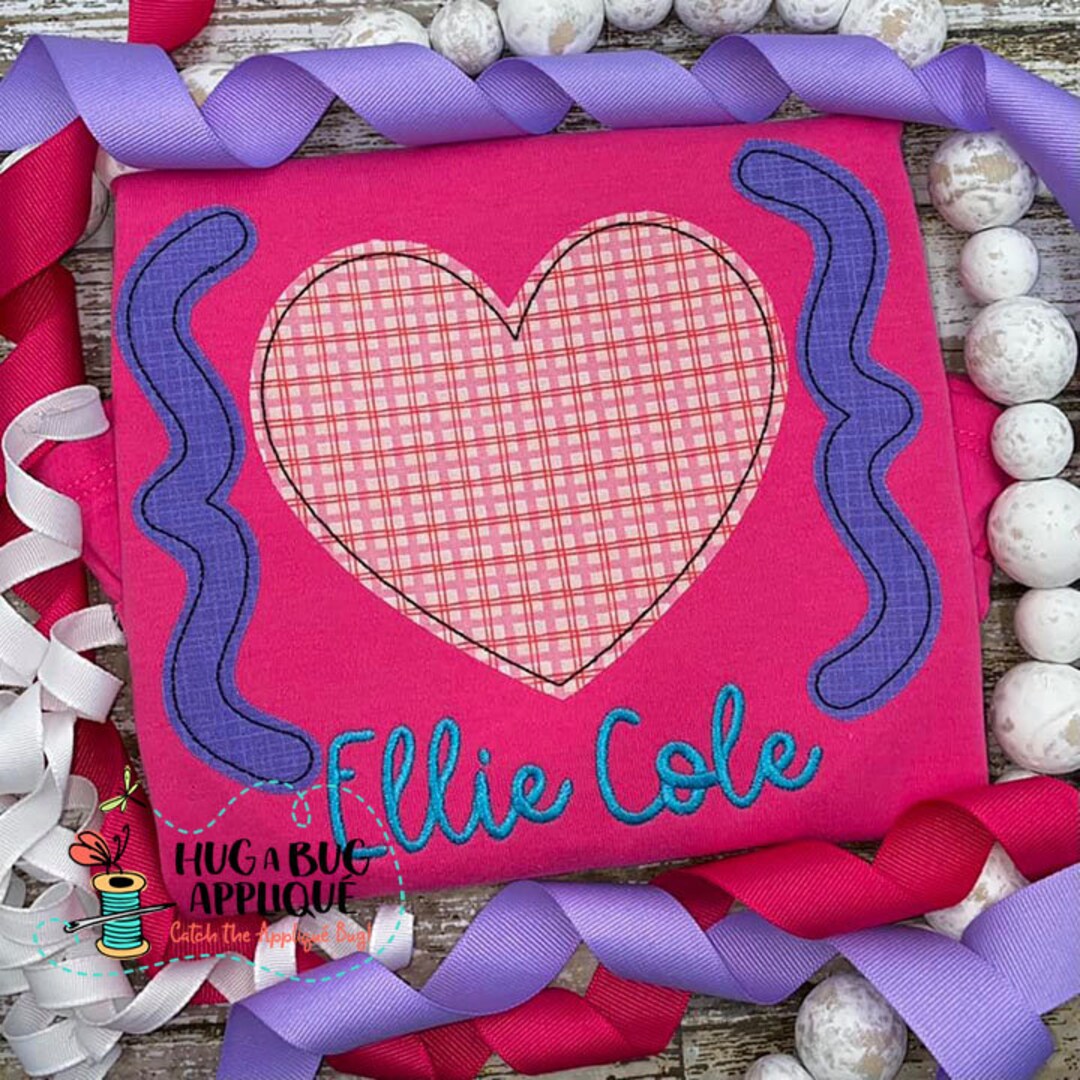 Heart Brackets Bean Stitch Applique Design 4x4 5x7 6x10 8x8 8x12 - Etsy