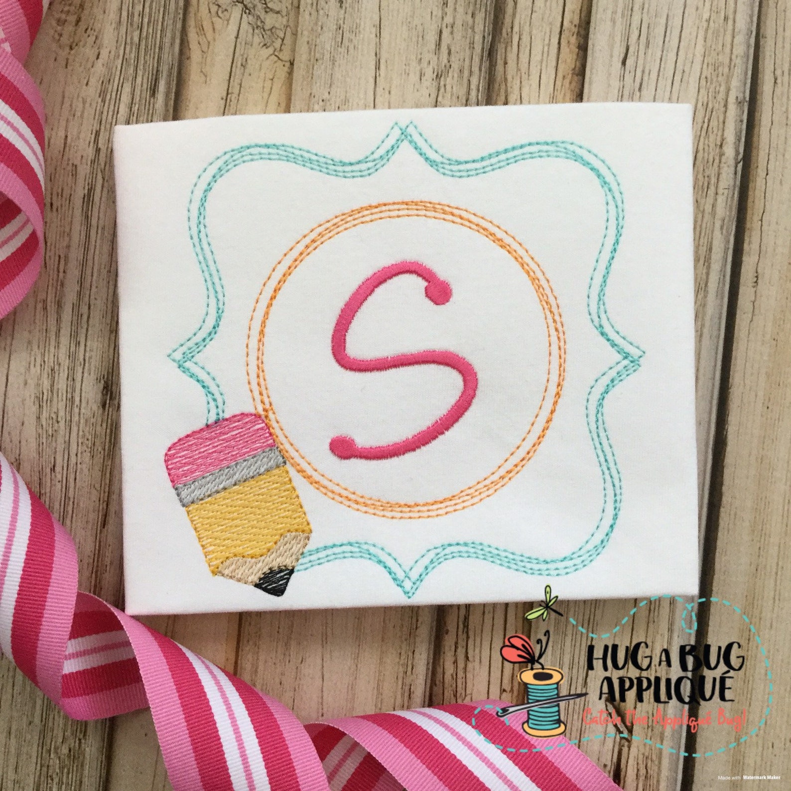 Scribble Frame School Pencil Embroidery Design 4x4 5x7 6x10 - Etsy