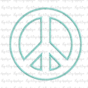 Peace Sign Zig Zag Stitch Applique Design 5x7 6x10 8x8 8x12 - Etsy