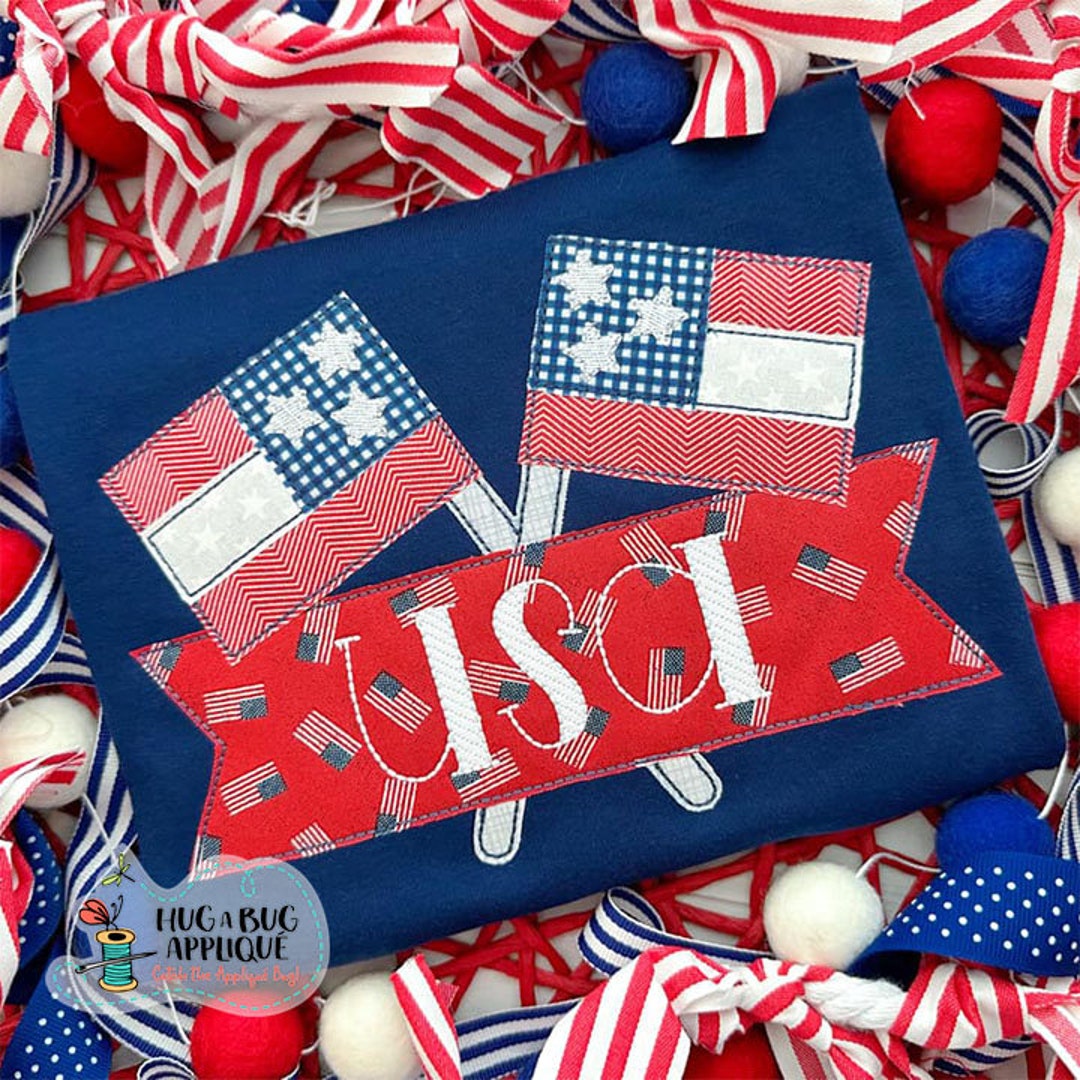 Flags Banner Bean Stitch Applique Design 5x7 6x10 8x8 8x12 9x9 - Etsy