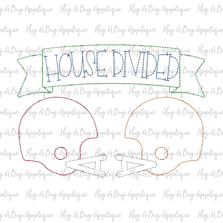 House Divided Helmets Bean Stitch Applique Design 5x7 6x10 8x8 - Etsy