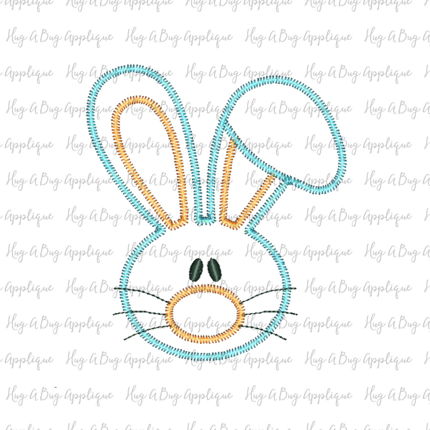 Bunny Floppy Ear Zig Zag Stitch Applique Design 5x7 6x10 8x8 - Etsy