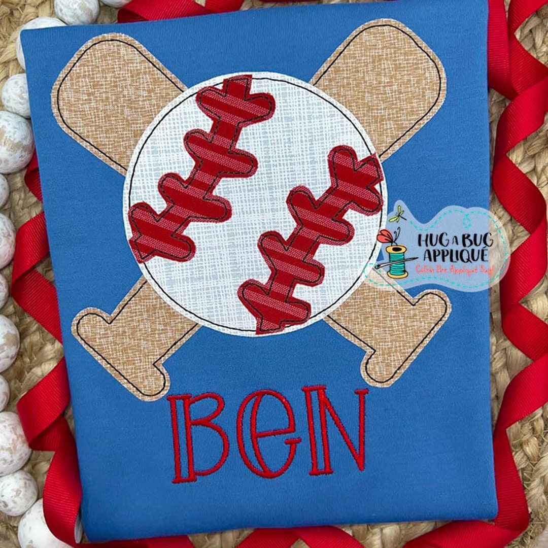 Bats Baseball Bean Stitch Applique Design 5x7 6x10 8x8 9x9 - Etsy
