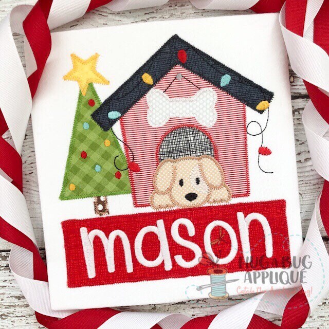 Dog House Tree Zig Zag Stitch Applique Design 5x7 6x10 8x8 - Etsy