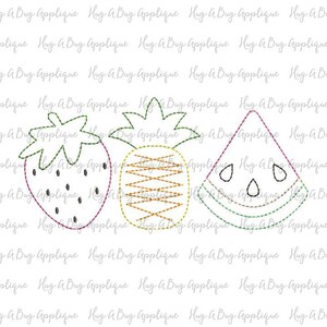 Fruit Trio Bean Stitch Applique Design 5x7 6x10 8x8 8x12 - Etsy