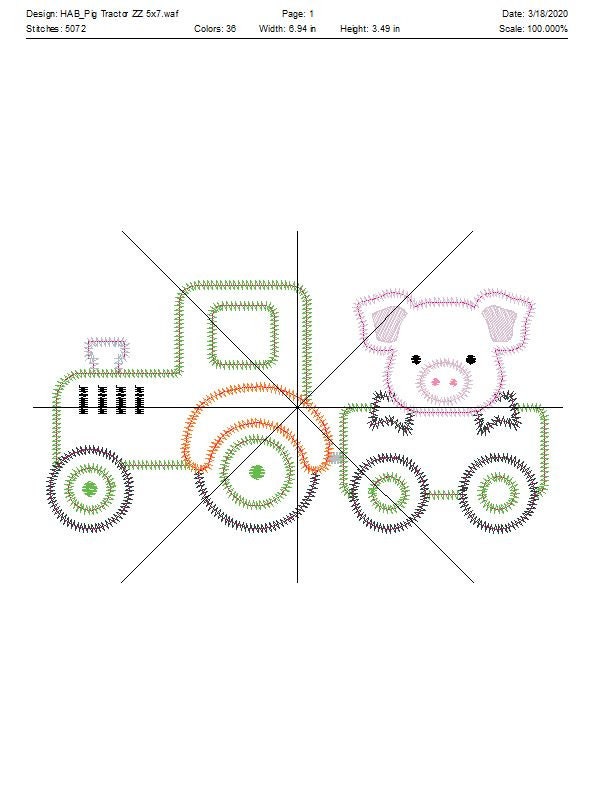 Pig Tractor Zig Zag Stitch Applique Design 5x7 6x10 8x8 9x9 - Etsy