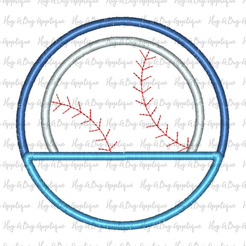 Baseball Split Circle Satin Stitch Applique Design 5x7 6x6 7x7 8x8 9x9 ...