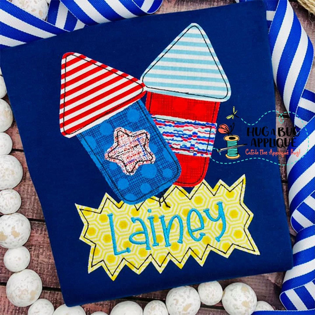 Firecracker Duo Bean Stitch Applique Design 5x7 6x10 8x8 8x12 - Etsy