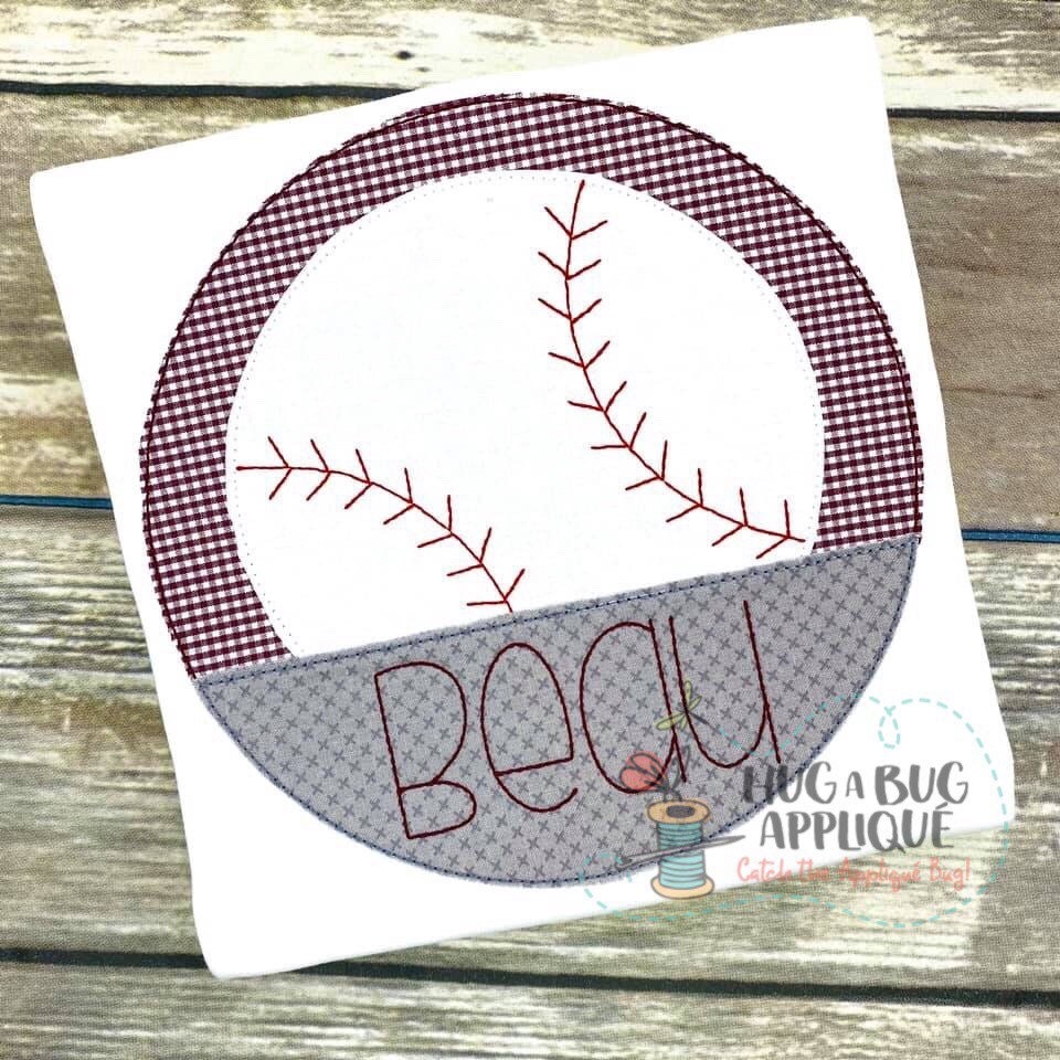 Baseball Split Circle Bean Stitch Applique Design 5x7 6x6 7x7 8x8 9x9 ...