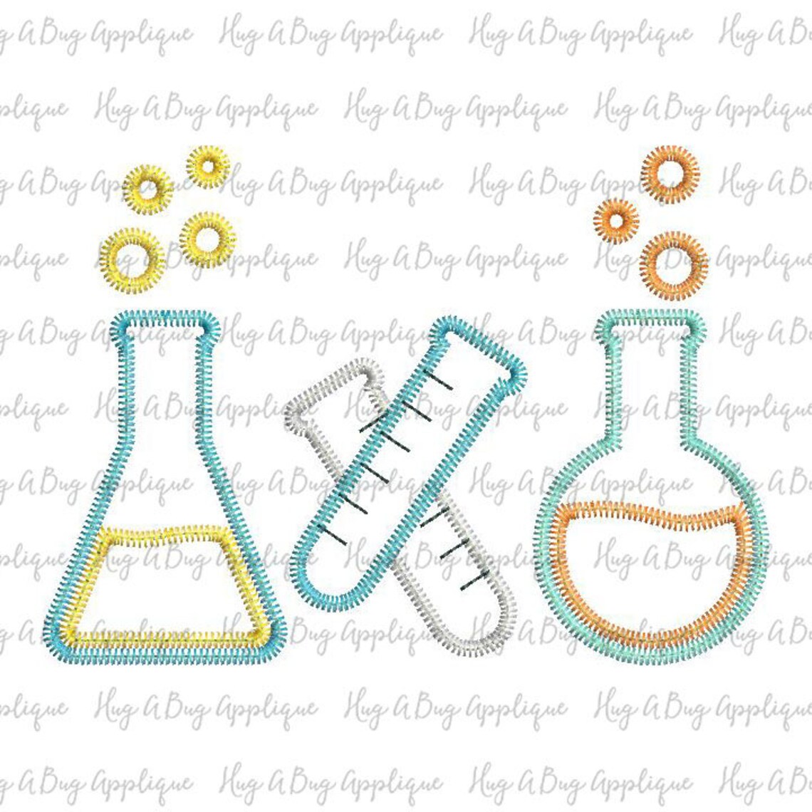 Beaker Trio Zig Zag Stitch Applique Design 5x7 6x10 8x8 8x12 - Etsy
