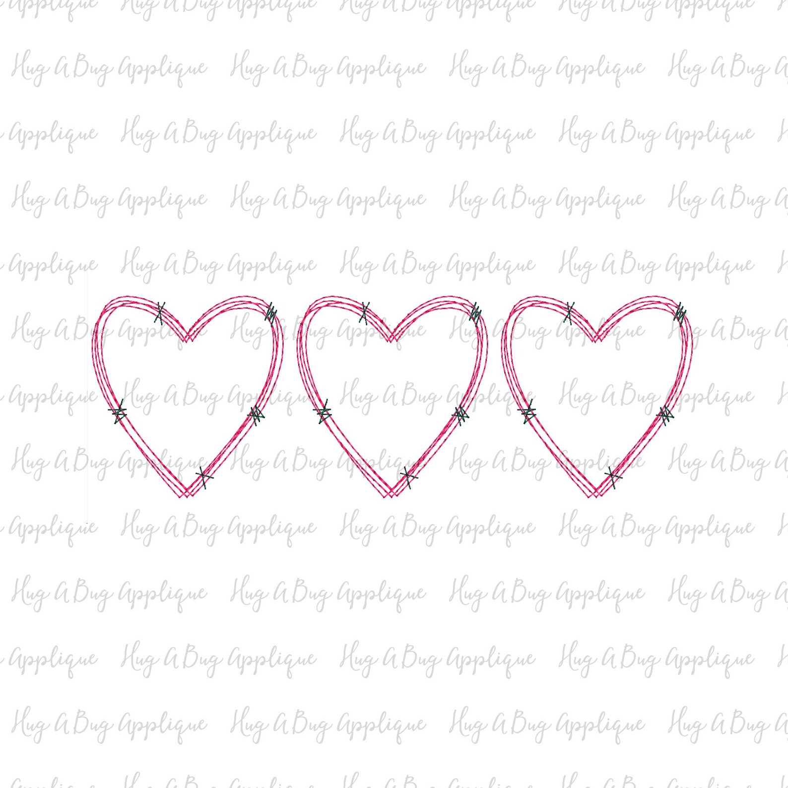 Valentine Scratch Heart Trio Scribble Stitch Applique - Etsy