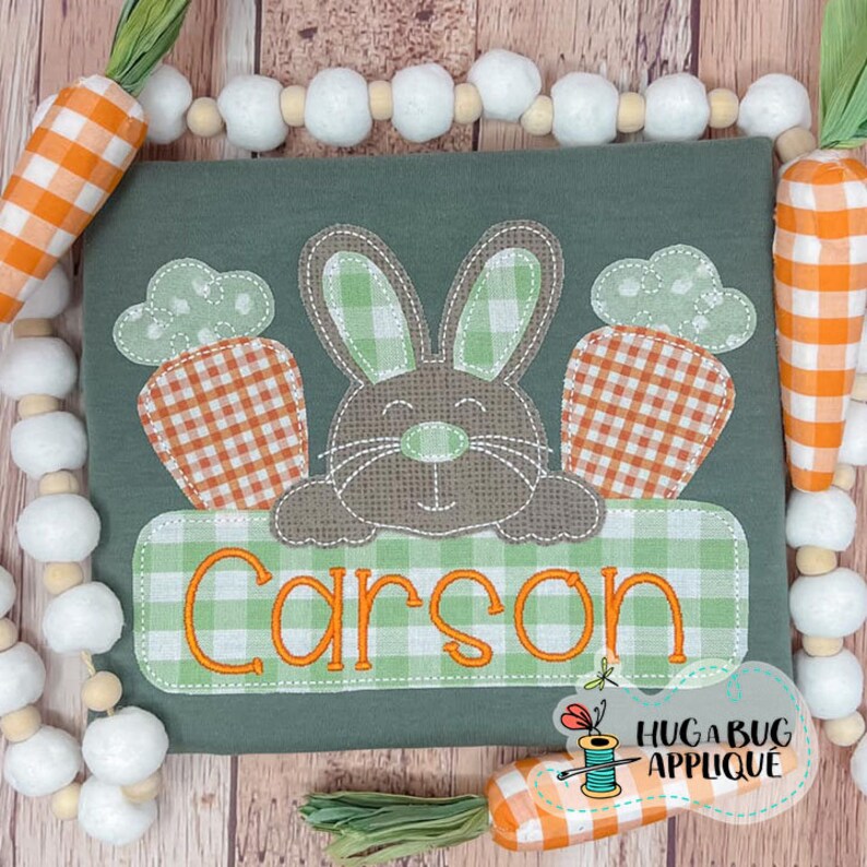 Carrots Bunny Box Bean Stitch Applique Design 5x7 6x10 8x8 8x12 9x9 - Etsy