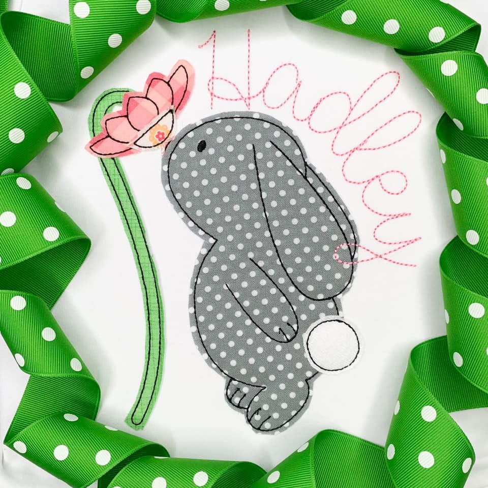 Bunny Daisy Bean Stitch Applique Design 5x7 6x10 8x8 8x12 | Etsy