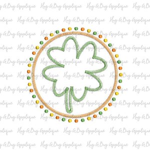Circle Clover Dots Zig Zag Stitch Applique Design 4x4 5x7 6x6 7x7 8x8 ...