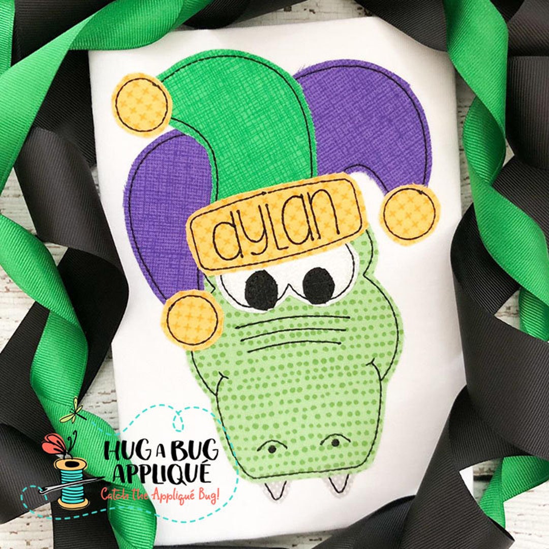 Gator Jester Hat Bean Stitch Applique Design 5x7 6x10 8x8 8x12 9x9 - Etsy