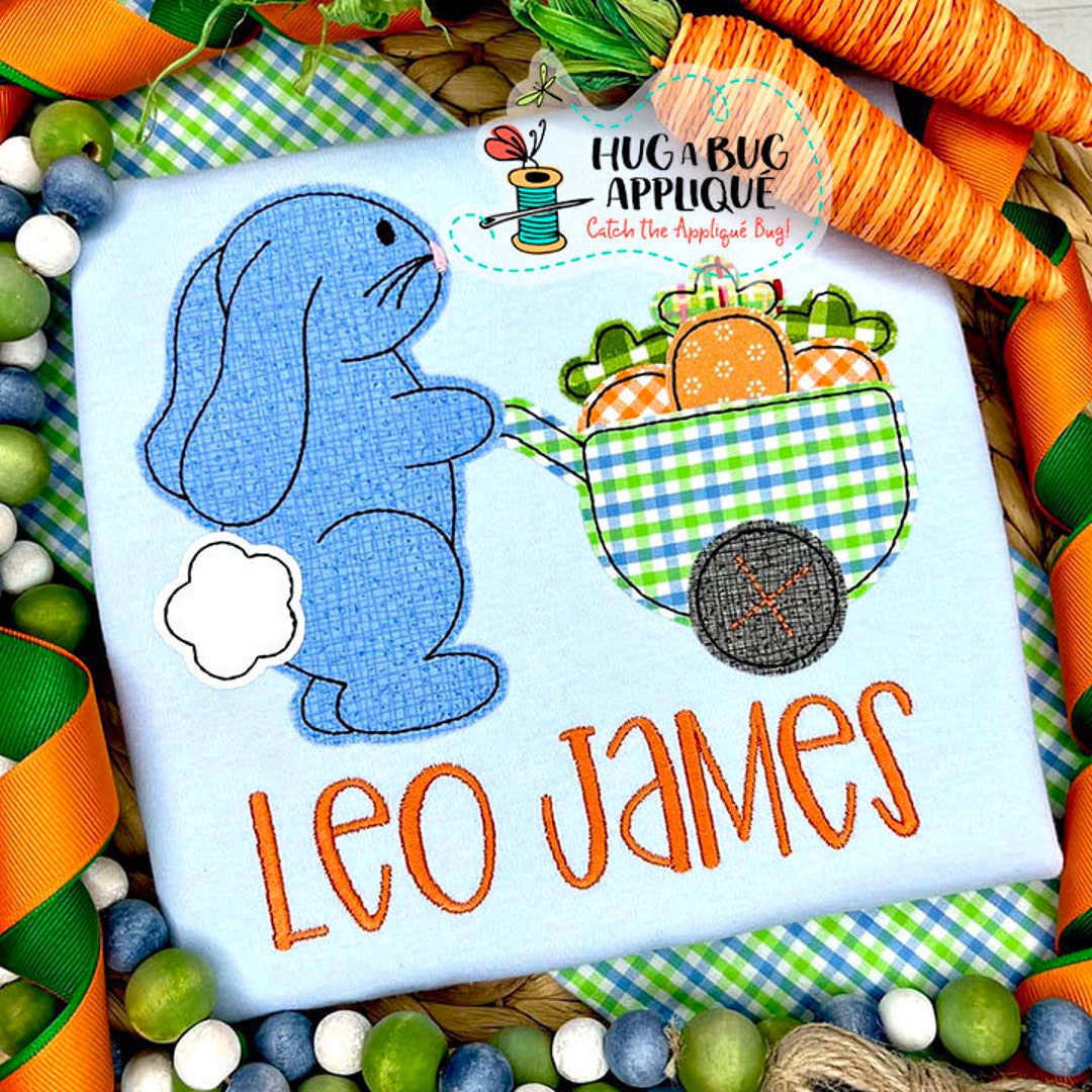 Bunny Carrot Cart Bean Stitch Applique Design 5x7 6x10 8x8 8x12 9x9 - Etsy