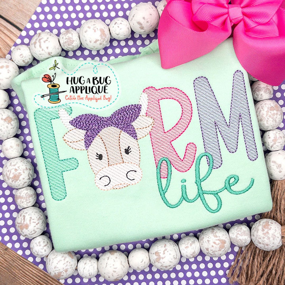 Farm Life Longhorn Bandana Sketch Stitch Embroidery Design 5x7 6x10 8x8 ...