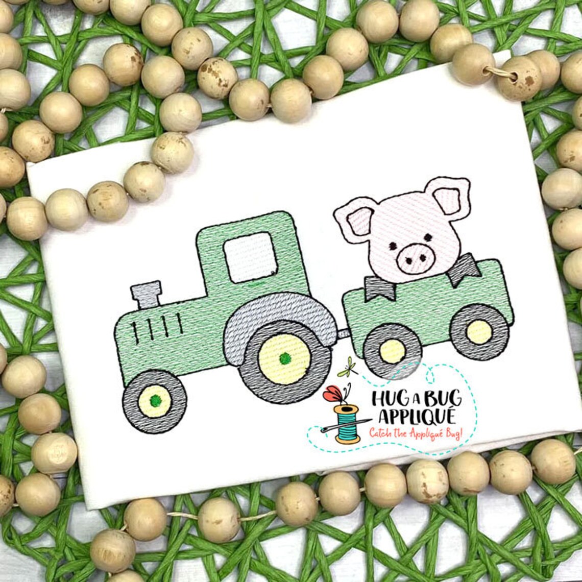 Pig Tractor Sketch Stitch Embroidery Design 5x7 6x10 8x8 8x12 9x9 - Etsy