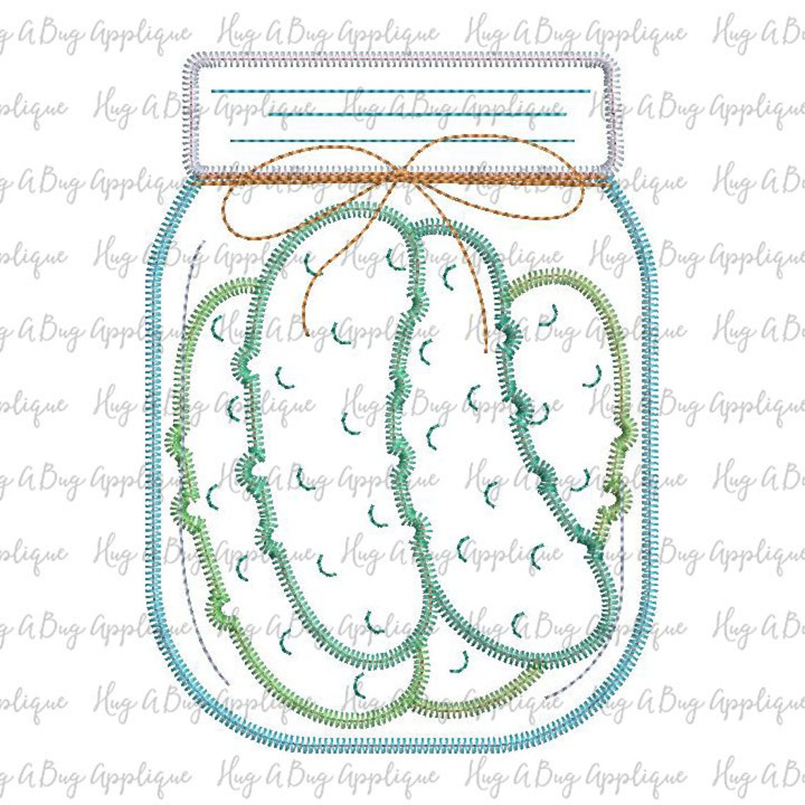 Jar Pickles Zig Zag Stitch Applique Design 5x7 6x10 8x8 8x12 9x9 - Etsy