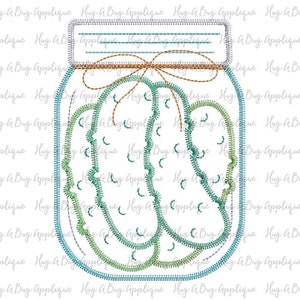Jar Pickles Zig Zag Stitch Applique Design 5x7 6x10 8x8 8x12 9x9 - Etsy